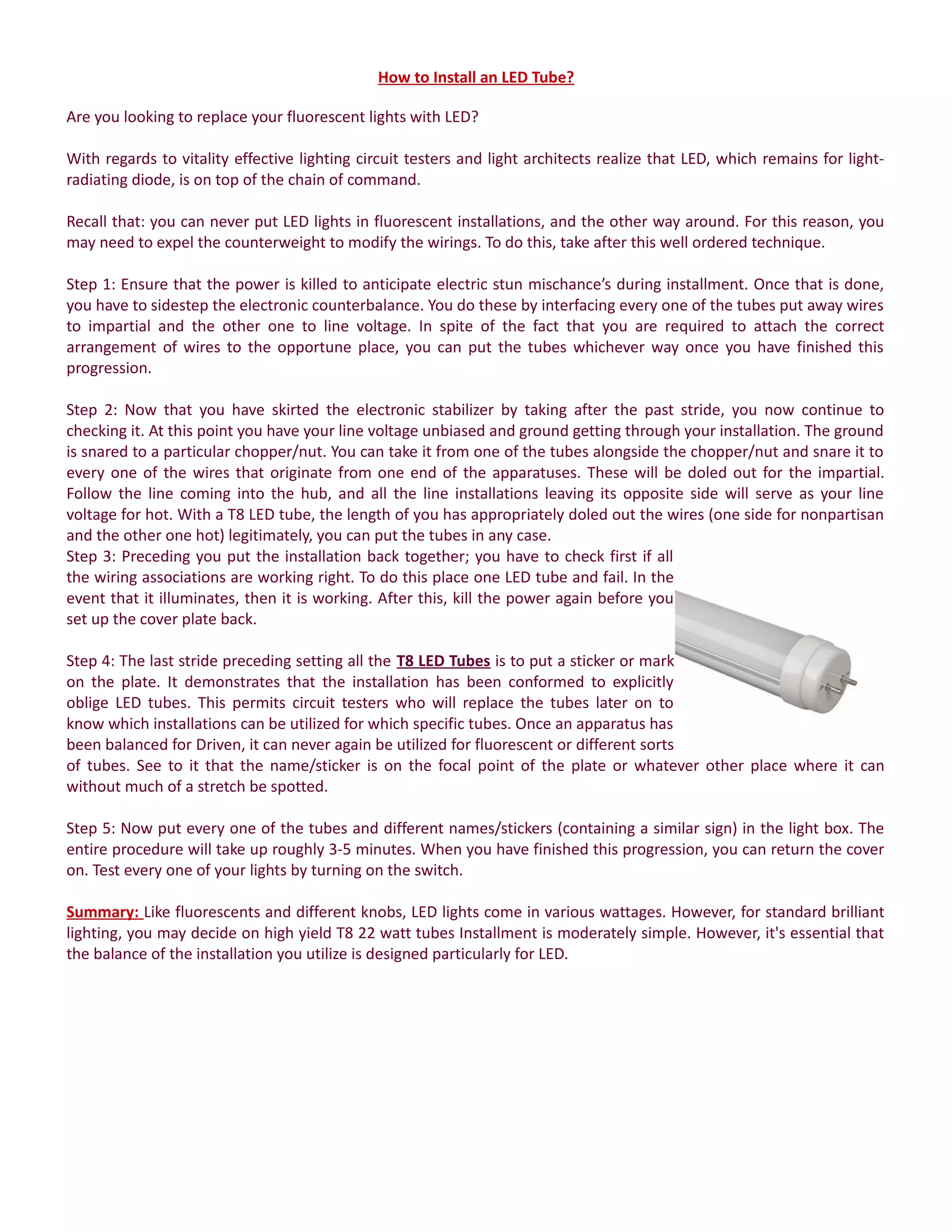 T8 led tubes | PDF