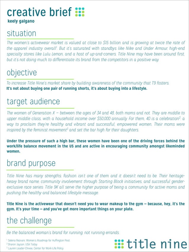 Title Nine: Creative Brief | PDF