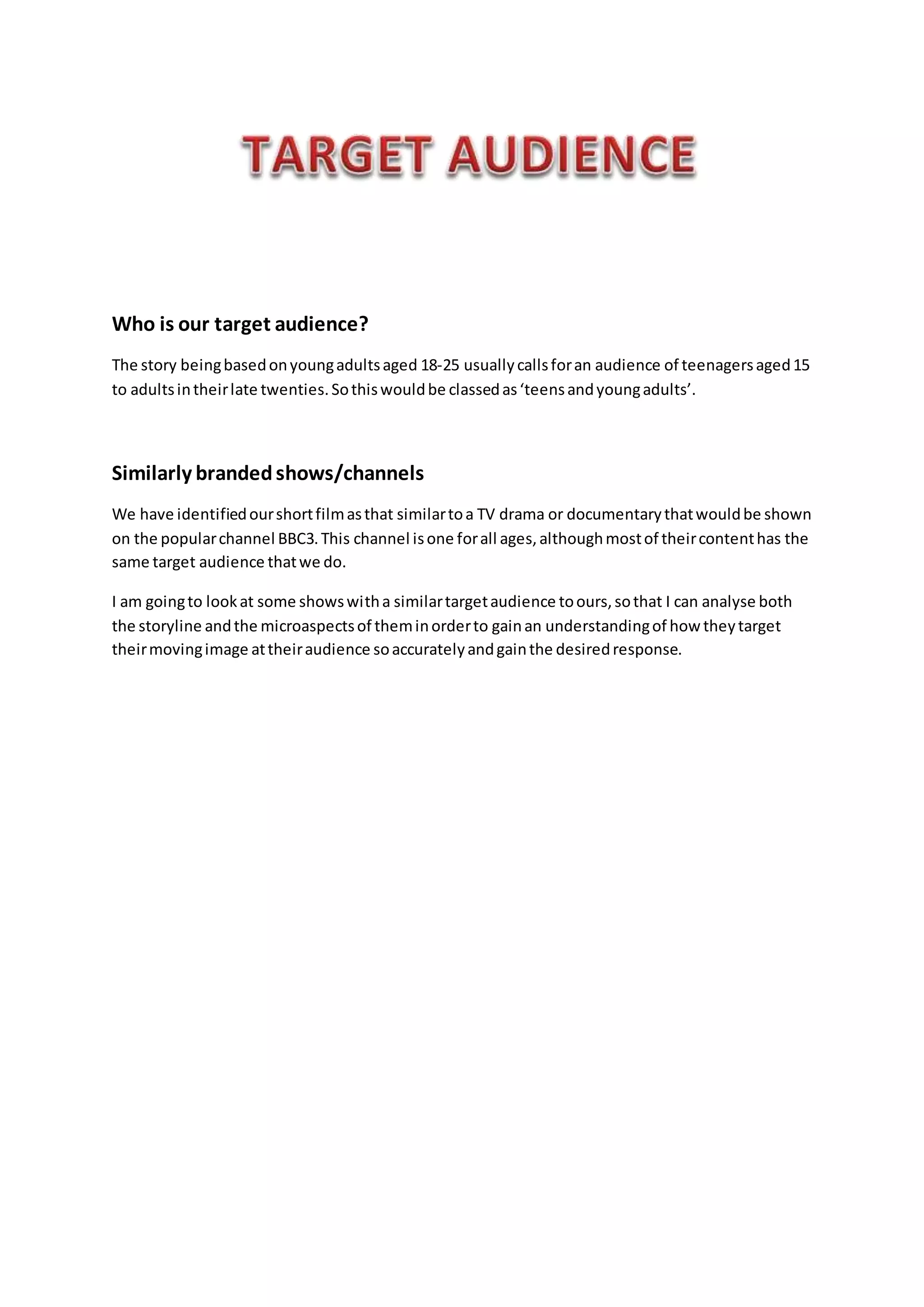 Target Audience | DOCX | Television | Entertainment