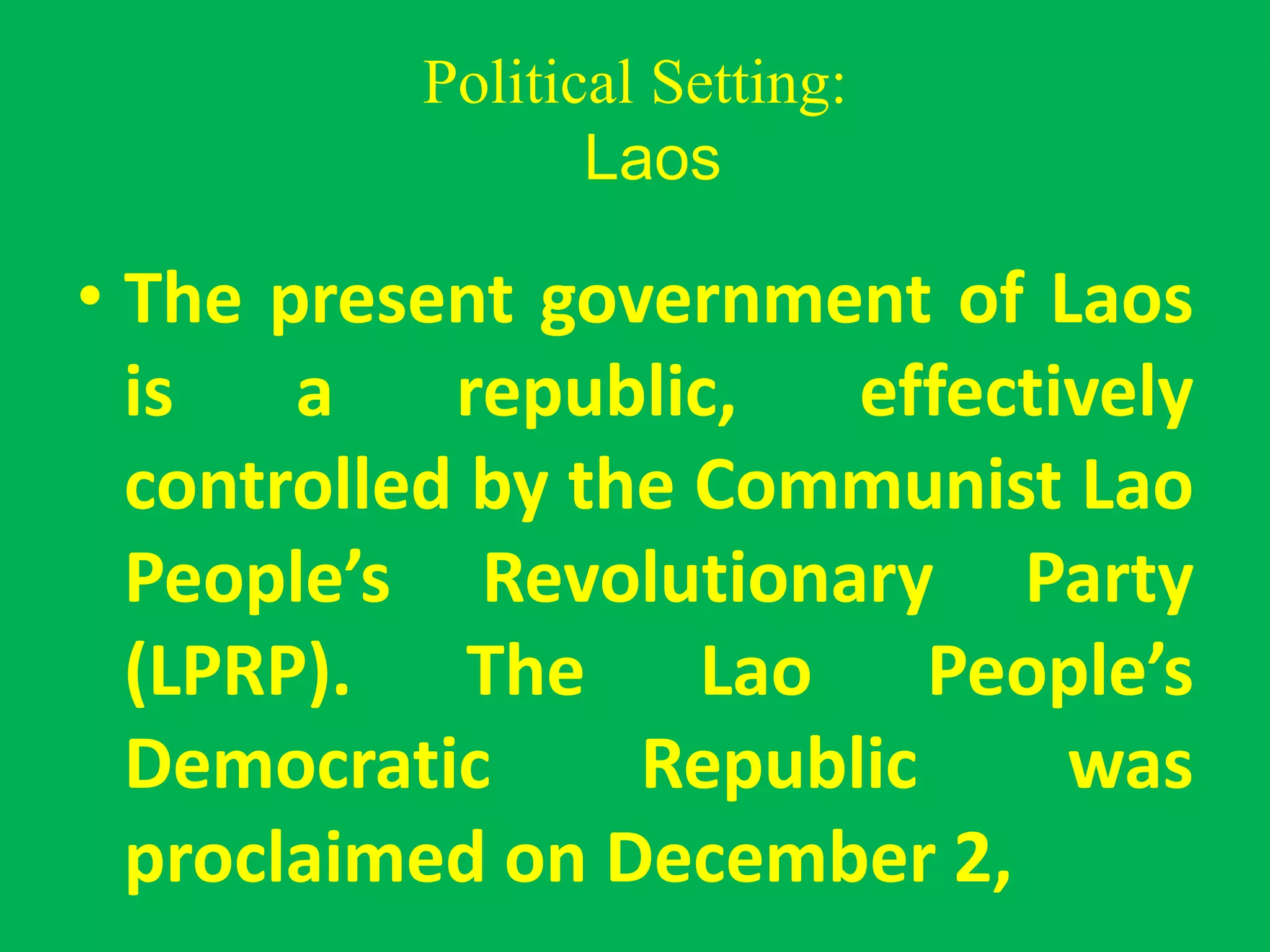 Laos: Political Setting | PPTX
