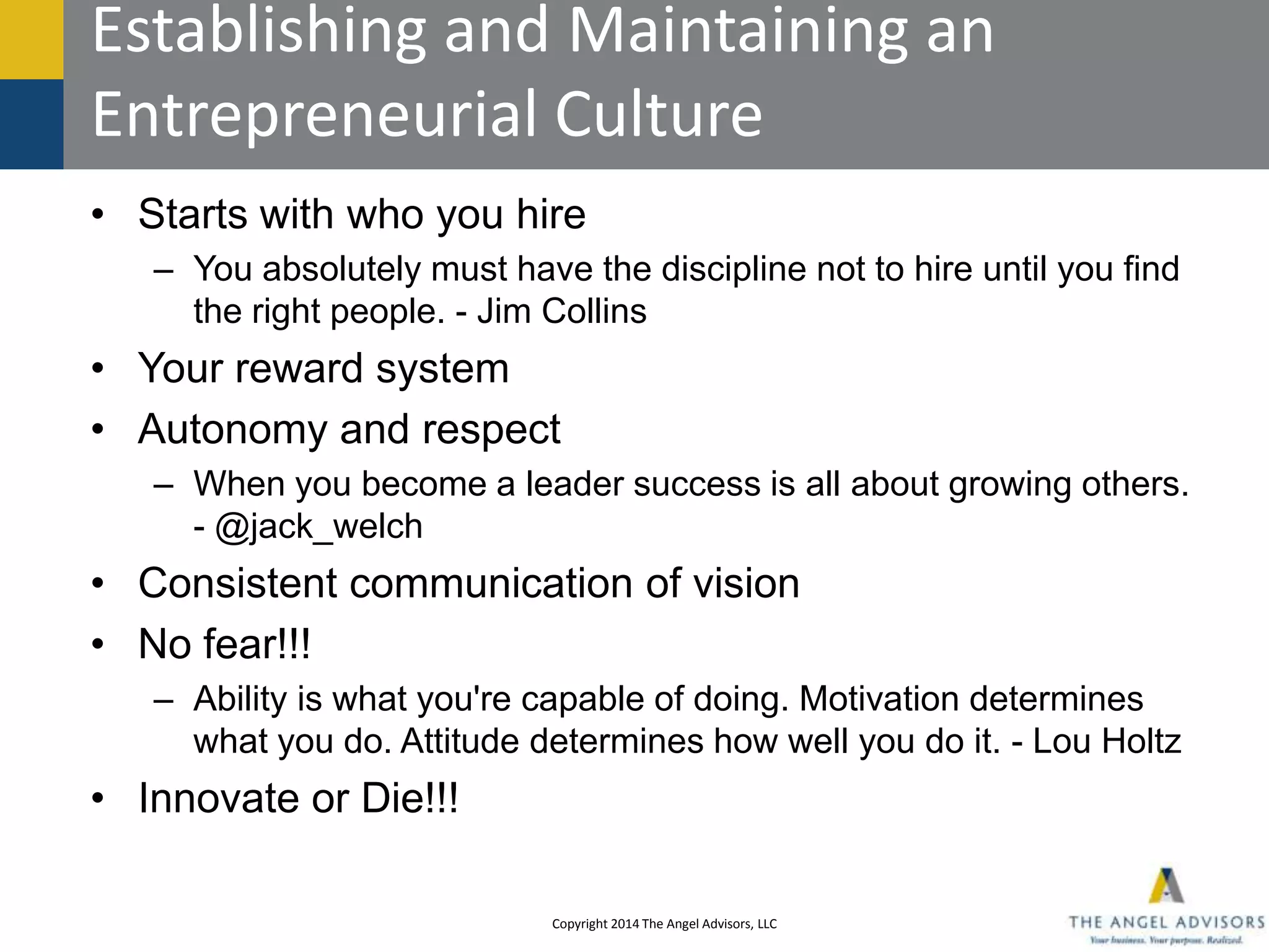 Increase Enterprise Value By Maintaining Your Entrepreneurial Culture | PPT