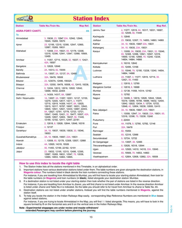 Taag 2014 2015 Train time table, Train timings , schedules, Train route ...