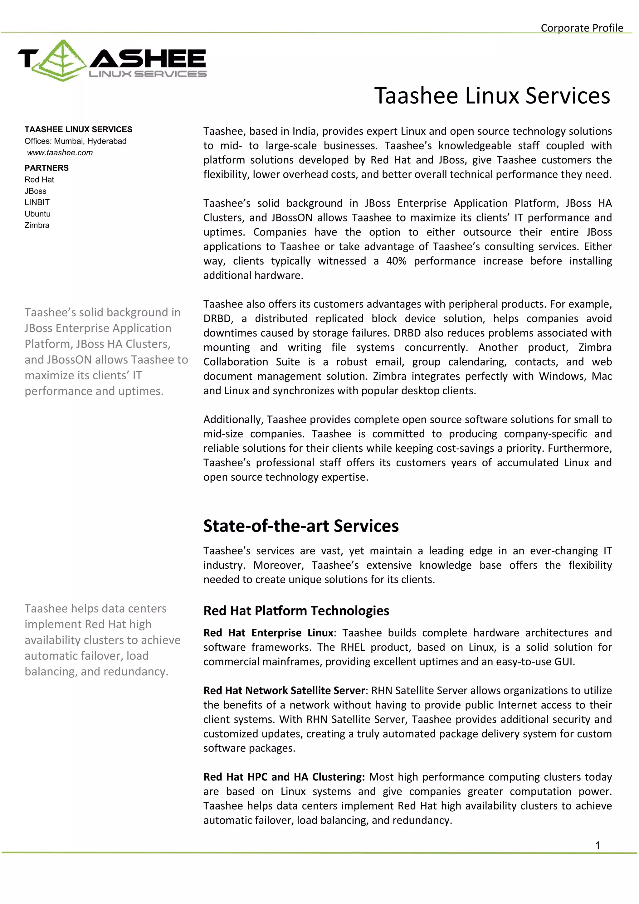 Taashee Linux Services Profile | PDF