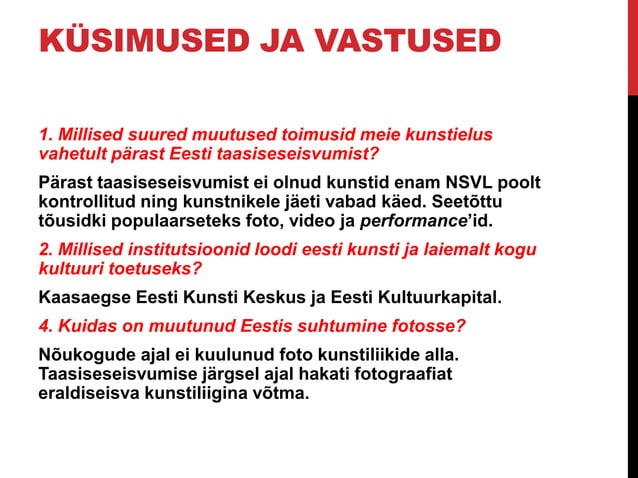 Taasiseseisvunud eesti kunst. Mari-Ann Valdre | PPT