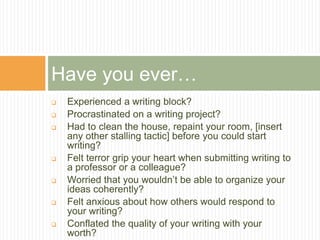 Writing Scared: How to Overcome the Perfectionism, Procrastination ...