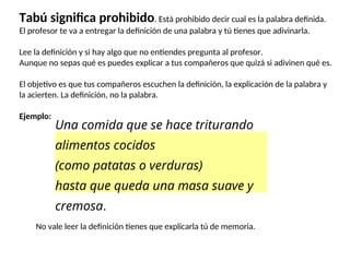 tabú juego de mesa español para extranjeros.ppt