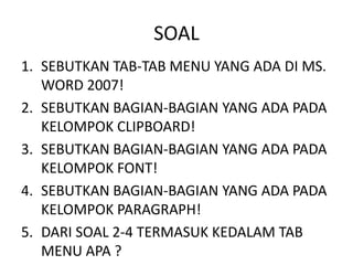 Tab tab menu pada ms.word 2007 | PPT