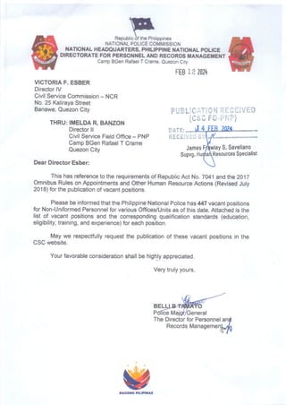 PNP Non-Uniformed Personnel (NUP) Vacant Position | PDF