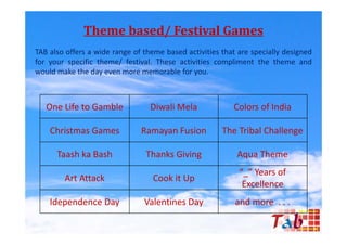 Team Building/Fun Learning Activities, Family Day Activities, Theme ...