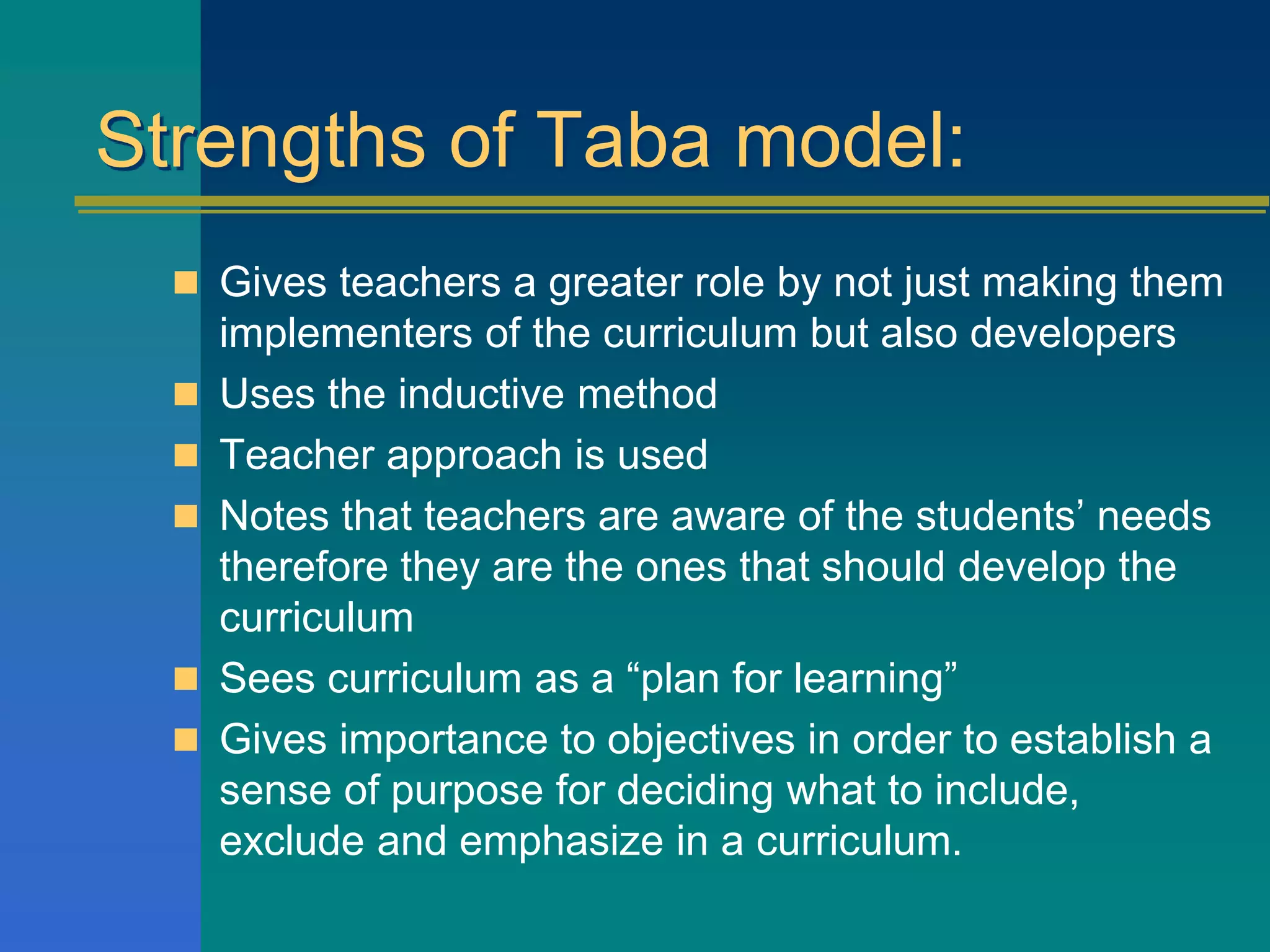 Taba model of curriculum development | PPTX