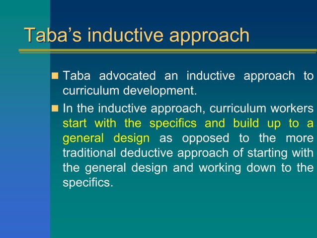 Taba model of curriculum development | PPTX | Educational Assessment ...
