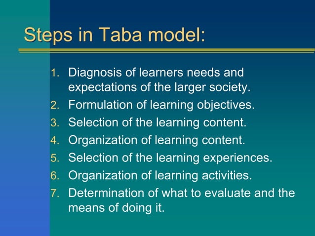 Taba model of curriculum development | PPTX | Educational Assessment ...