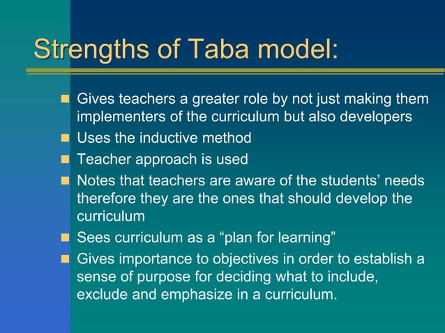 Taba model of curriculum development | PPTX | Educational Assessment ...