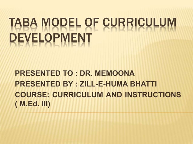 Taba model of curriculum development
