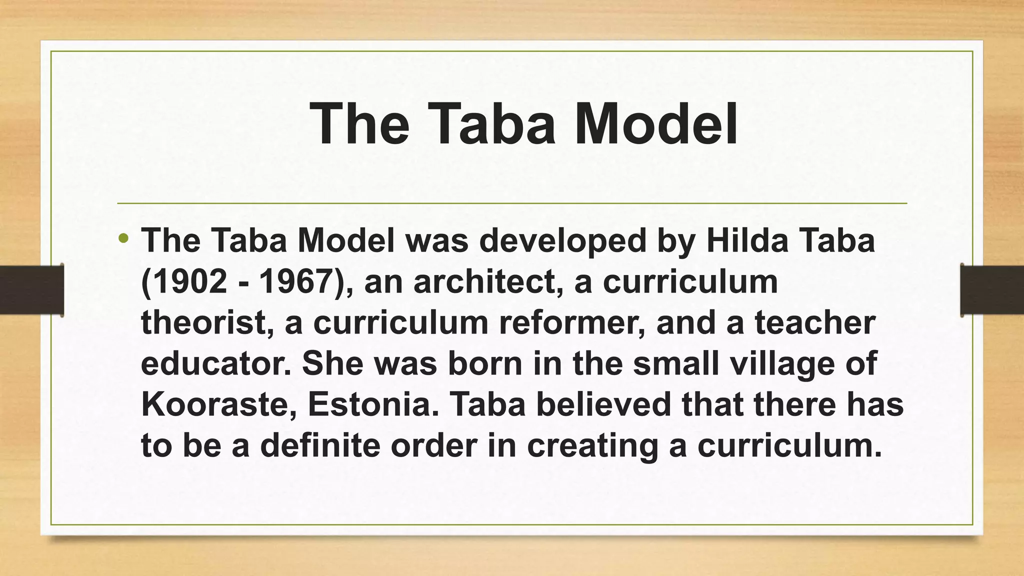 Taba model of curriculum development | PPTX