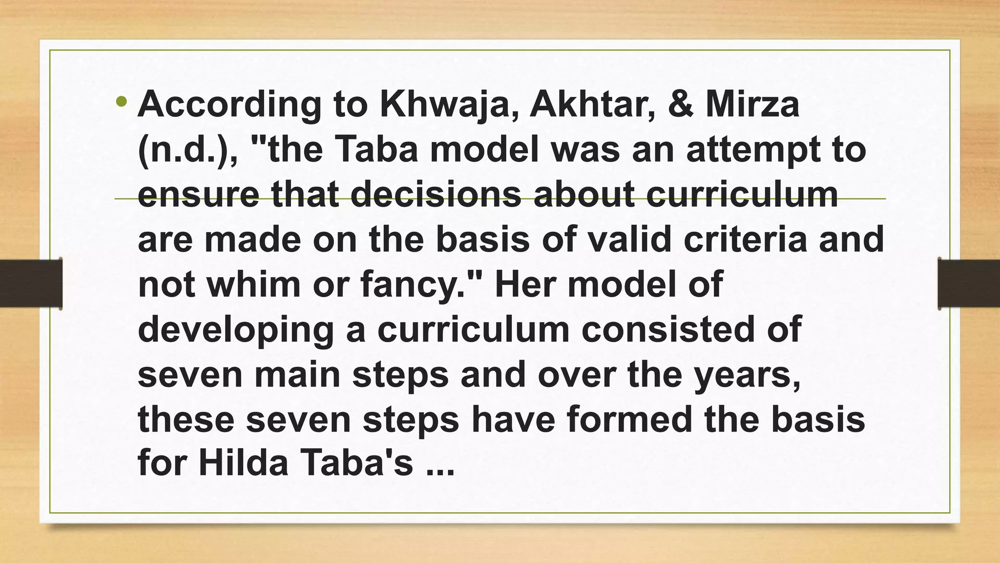 Taba model of curriculum development | PPTX