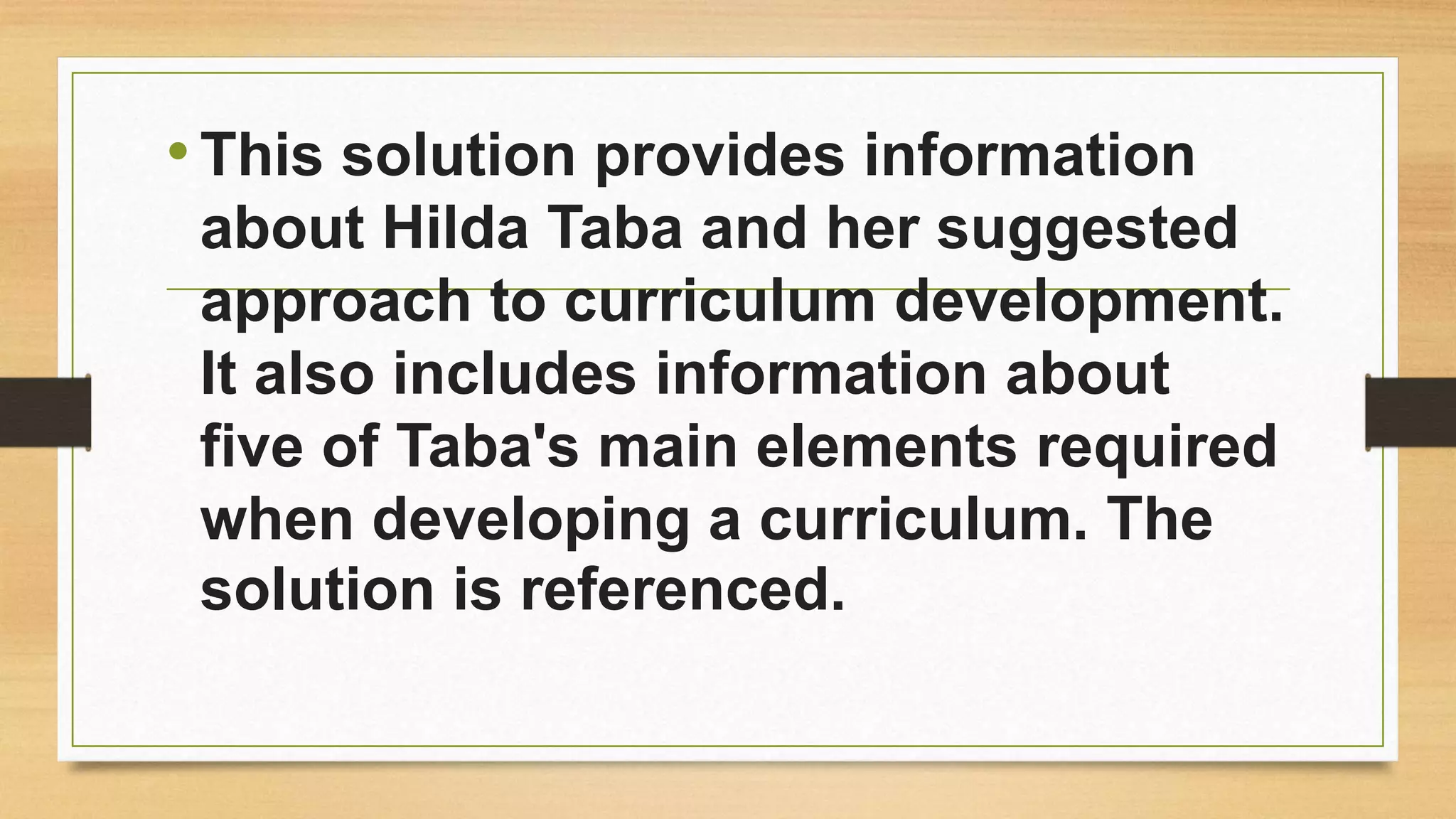 Taba model of curriculum development | PPTX