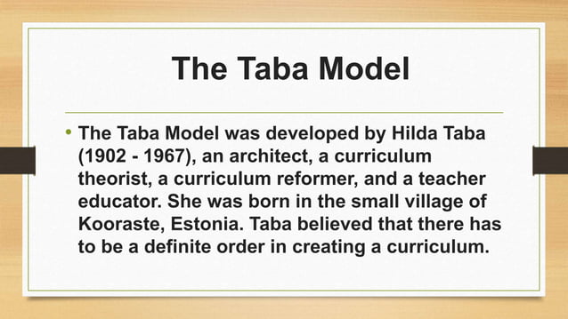 Taba model of curriculum development | PPT