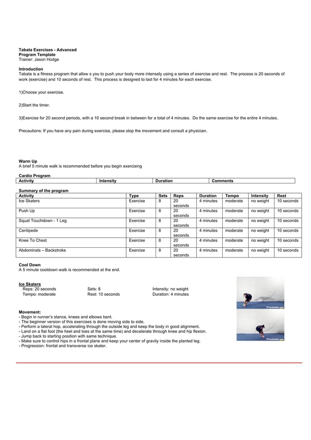 Tabata exercises - Advanced | PDF