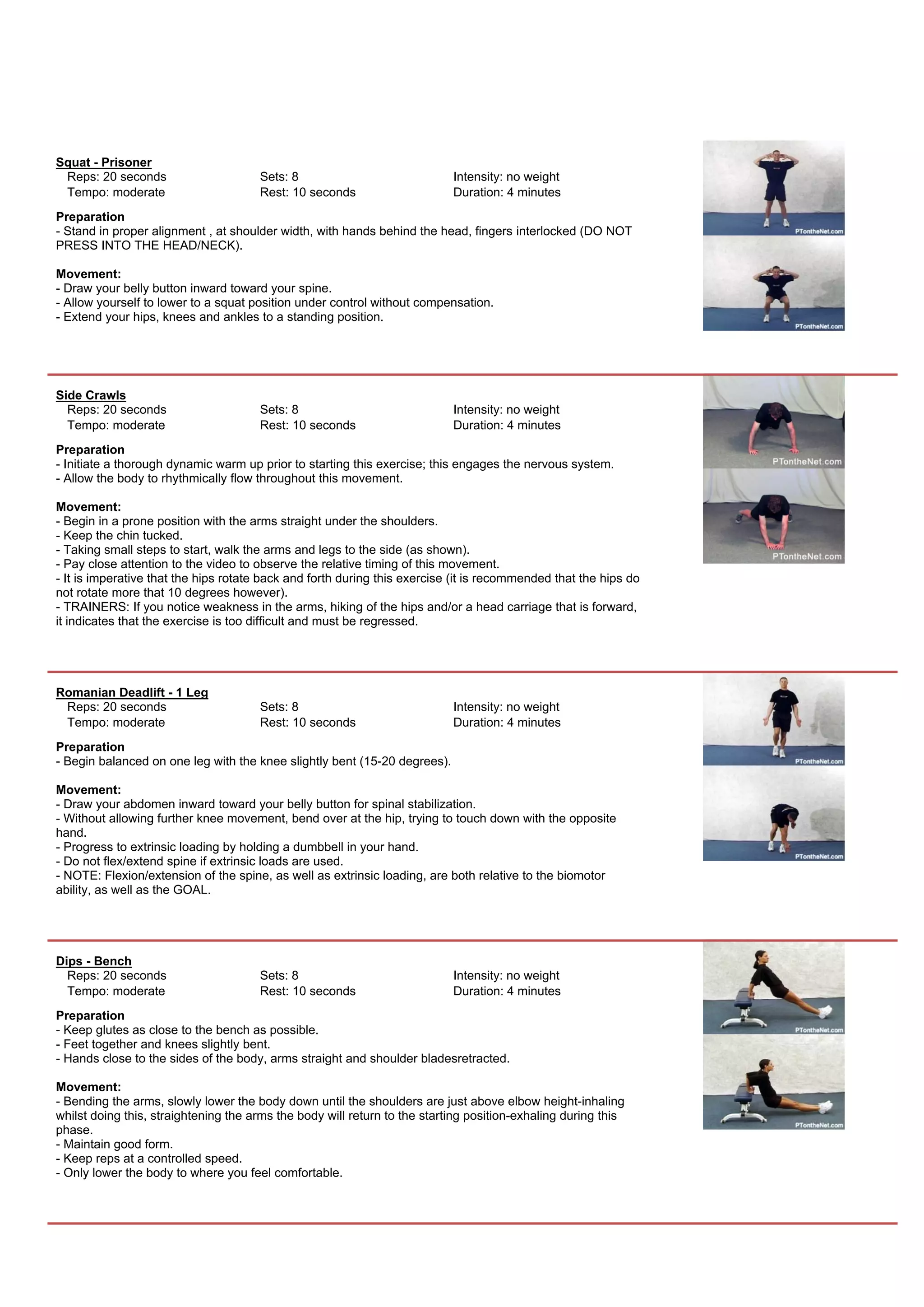 Tabata exercises - Intermediate | PDF