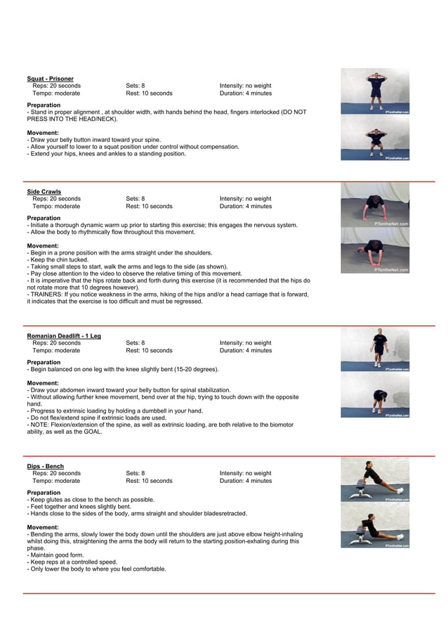 Tabata exercises - Intermediate | PDF