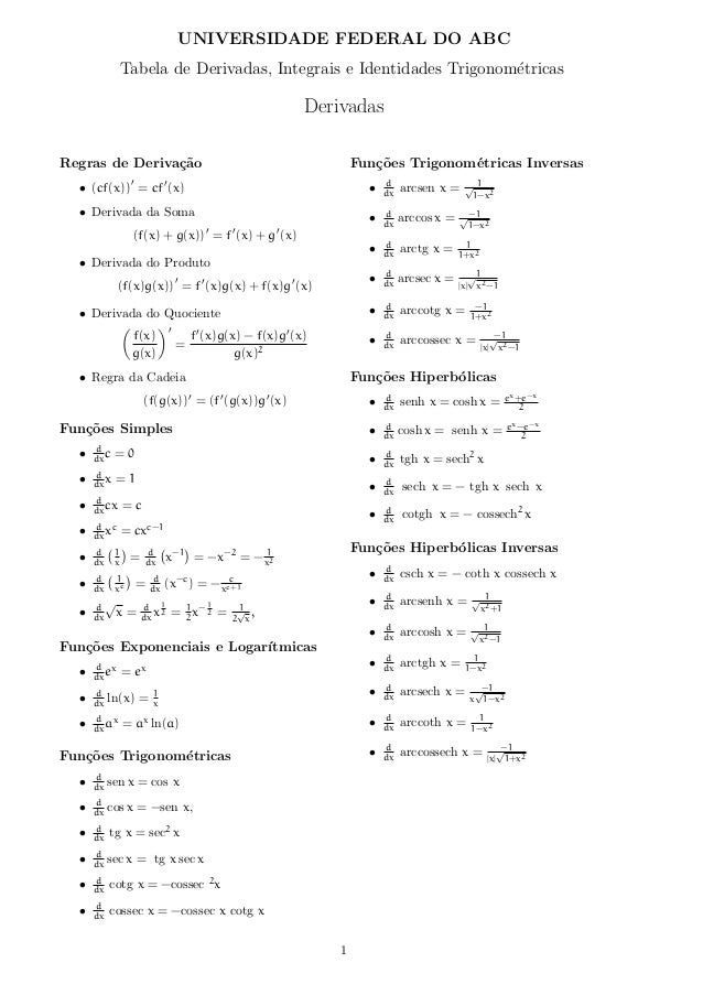 Tabela derivadas-e-integrais