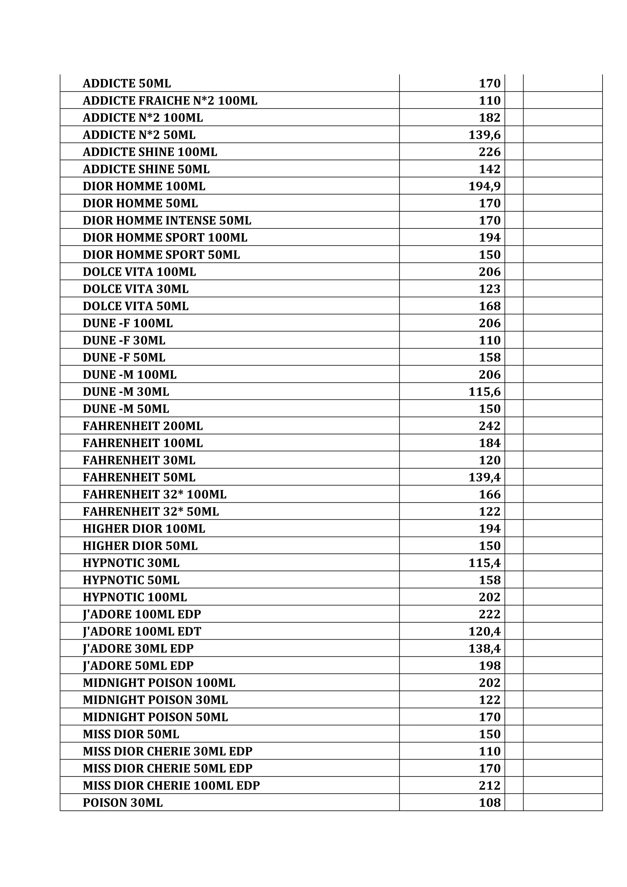 TABELA - PERFUMARIA VENUS | DOCX