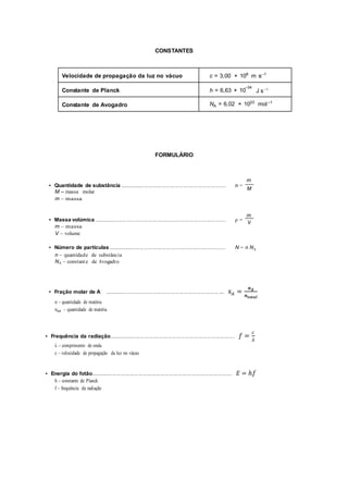 Constantes e fórmulas da física moderna | PDF