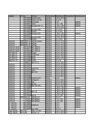 Tabela de vazão de válvulas injetoras | XLS