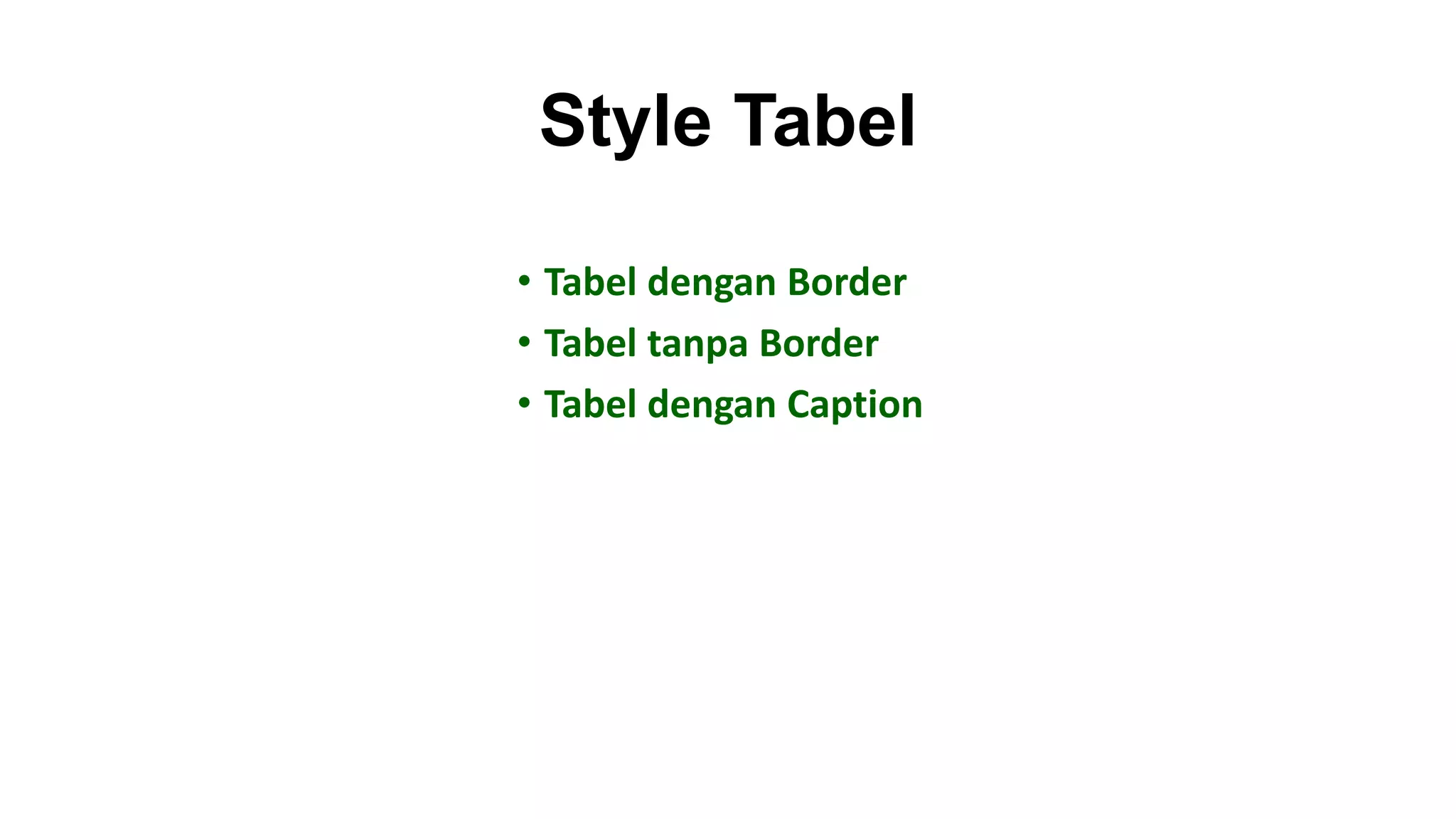 Tabel dalam html | PPT