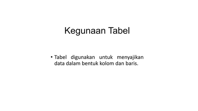 Tabel dalam html | PPT