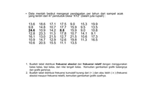 Statistik Deskriptif: Tabel Distibusi Frekuensi, Grafik | PPTX