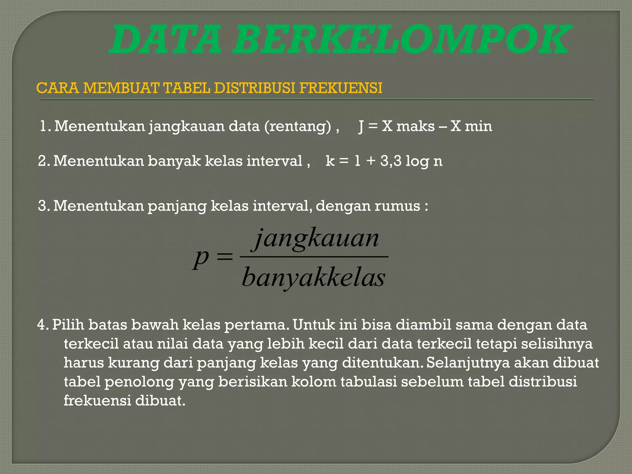 Tabel distribusi frekuensi | PDF