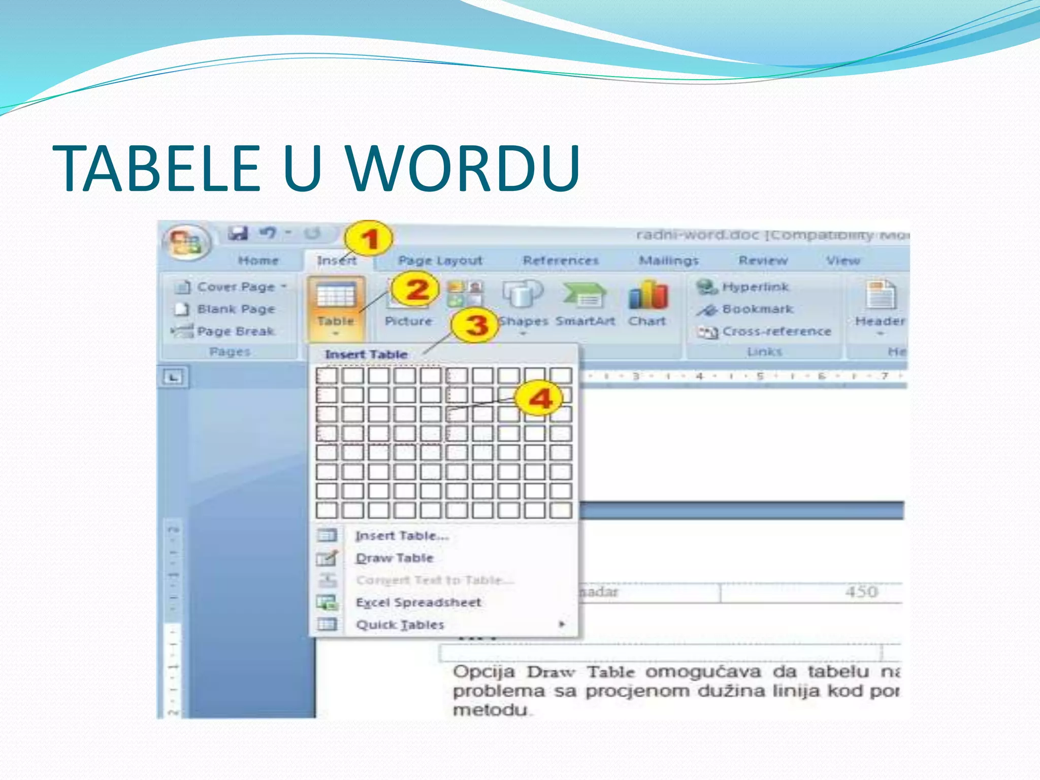 Tabele u ‘’wordu’’ | PPTX