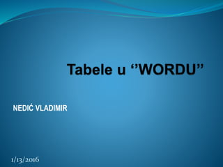 Tabele u ‘’wordu’’ | PPTX