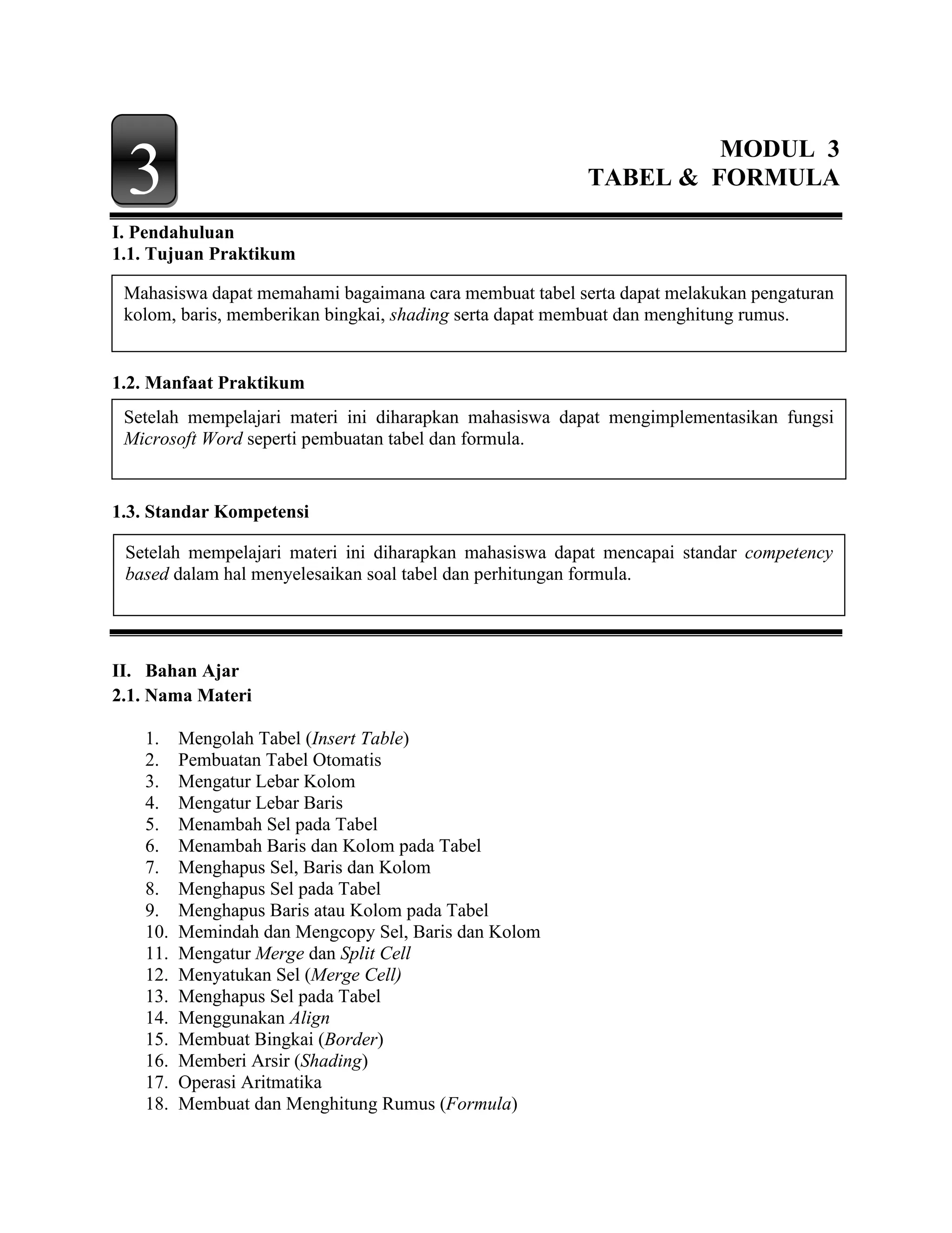 TABEL DAN FORMULA | PDF
