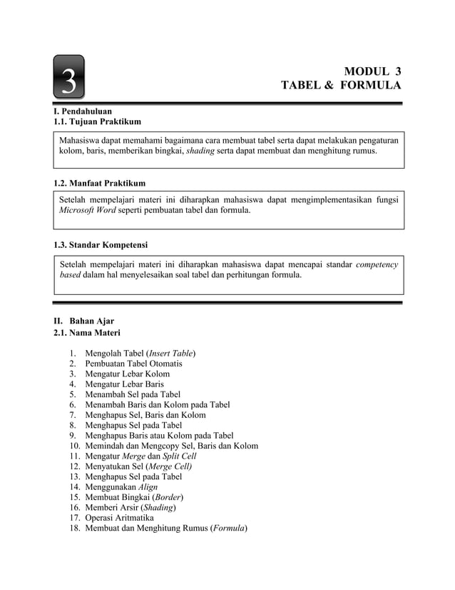 TABEL DAN FORMULA | PDF