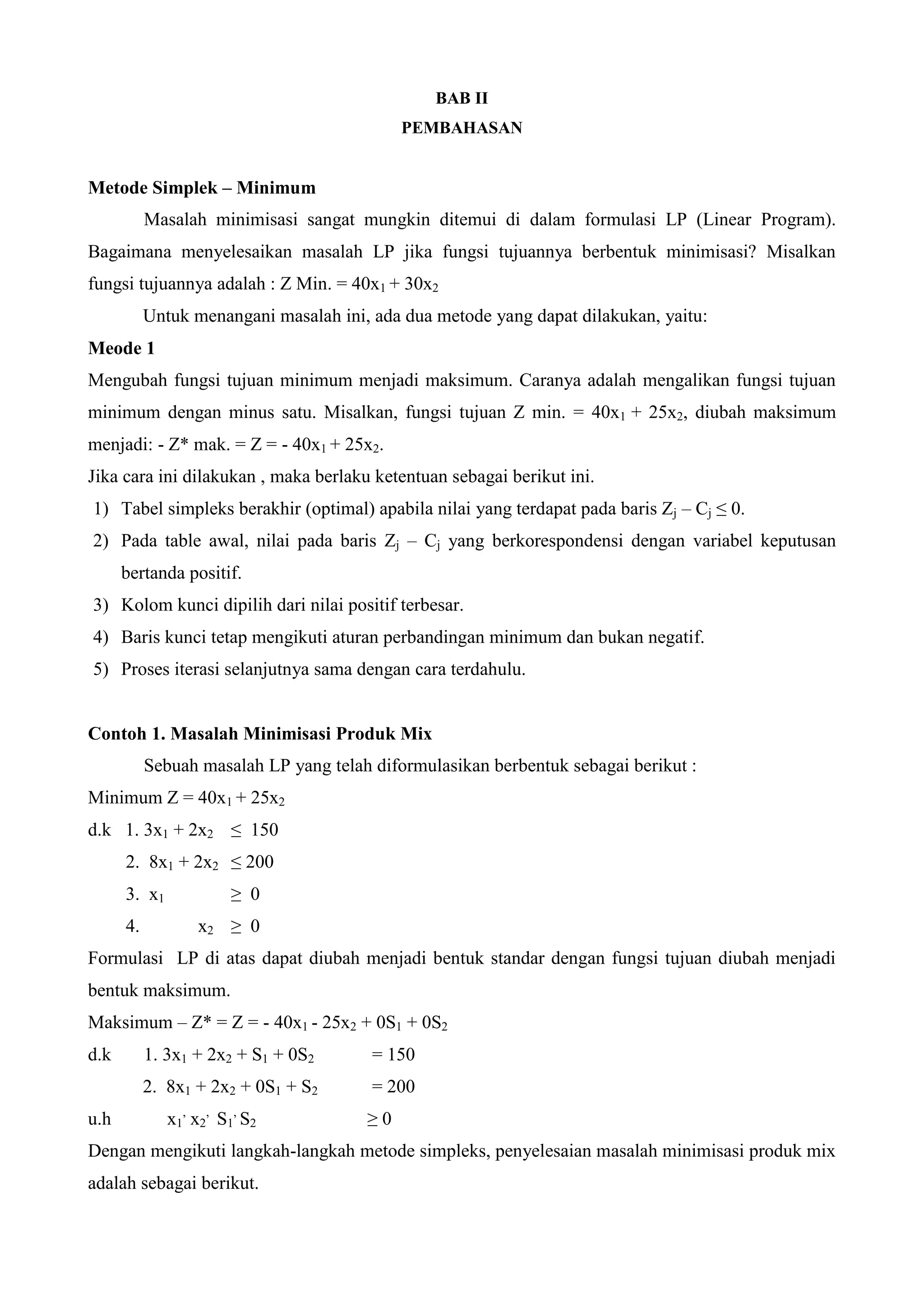 Metode Simplek Minimasi | DOCX