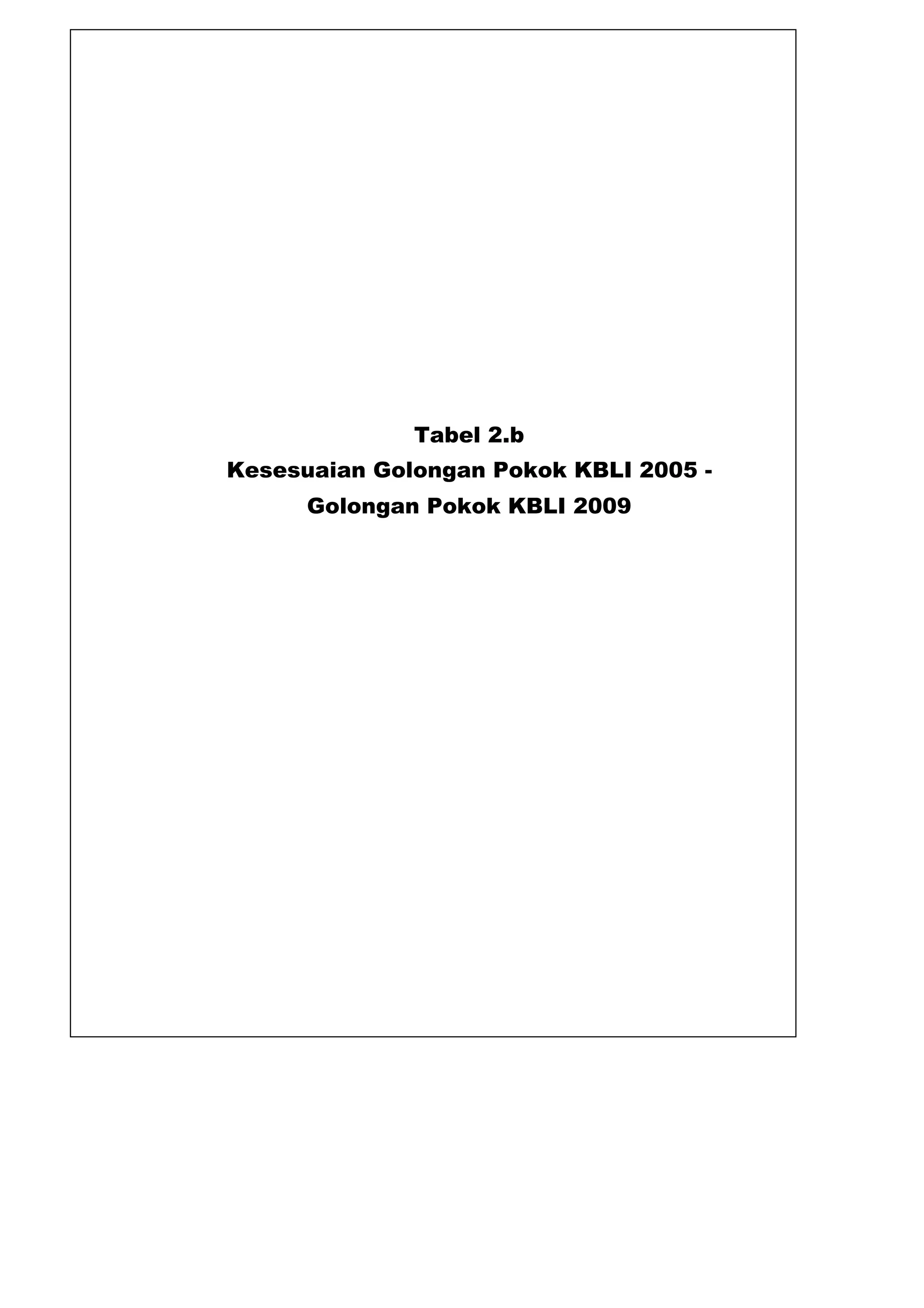 Tabel Kesesuaian KBLI 2009 KBLI 2005 | PDF