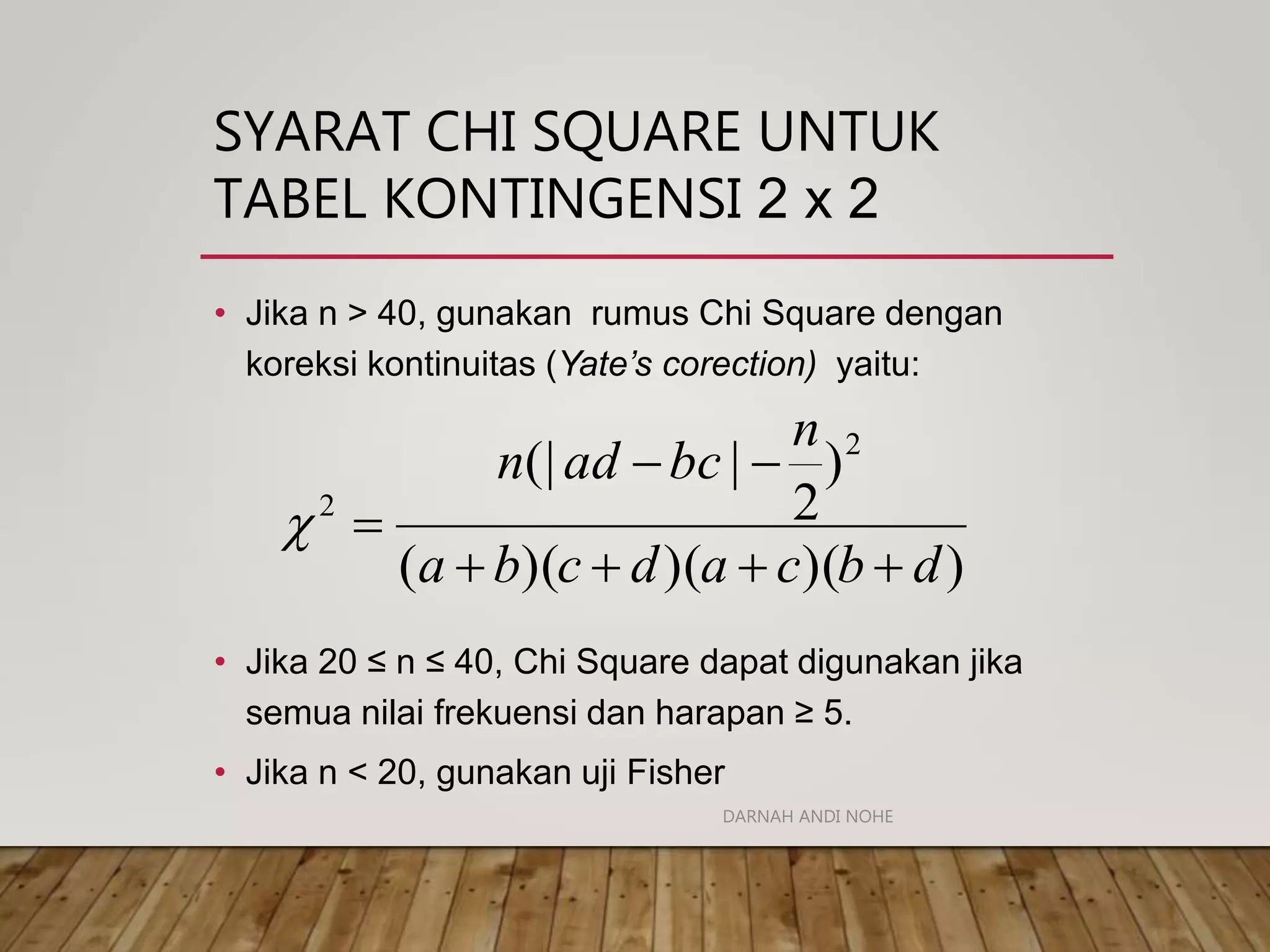 Tabel kontingensi 2x2 dan uji independensi | PPT