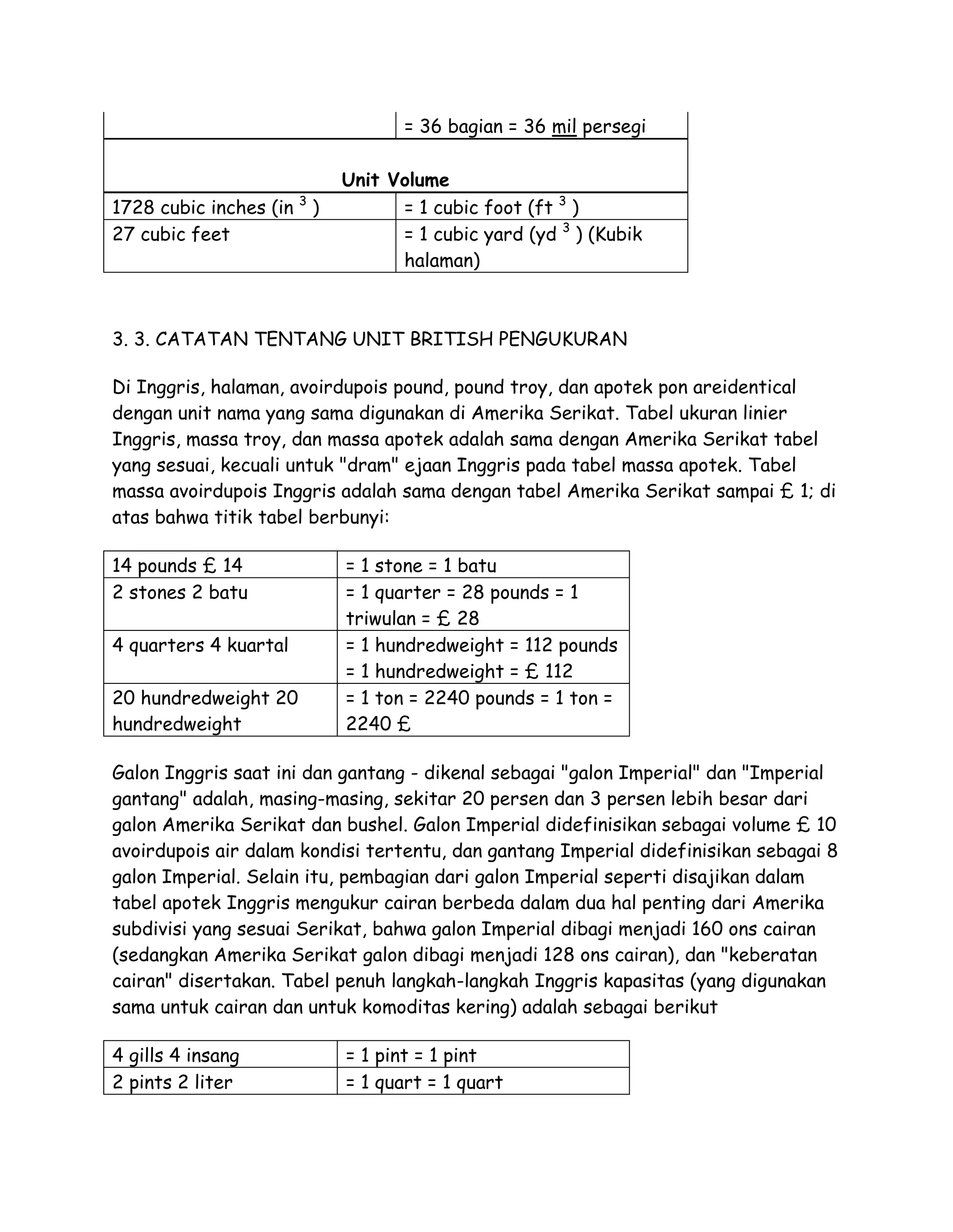 Tabel konversi satuan | PDF