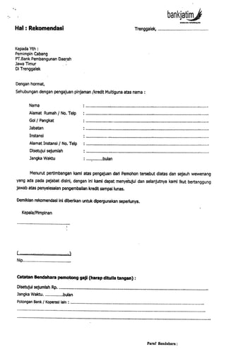 Tabel kredit multiguna bank jatim | PDF