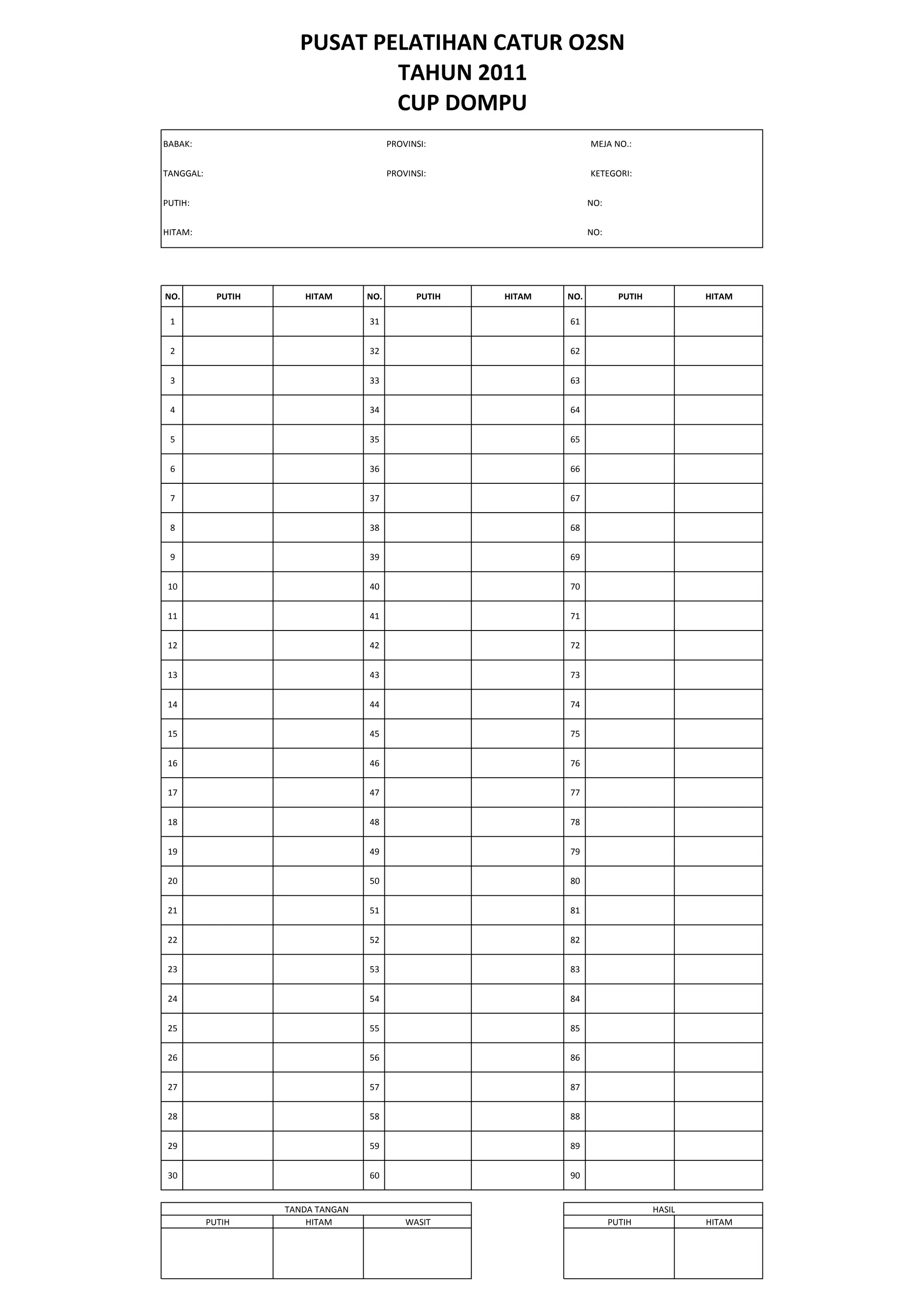 Tabel Langkah Catur | PDF