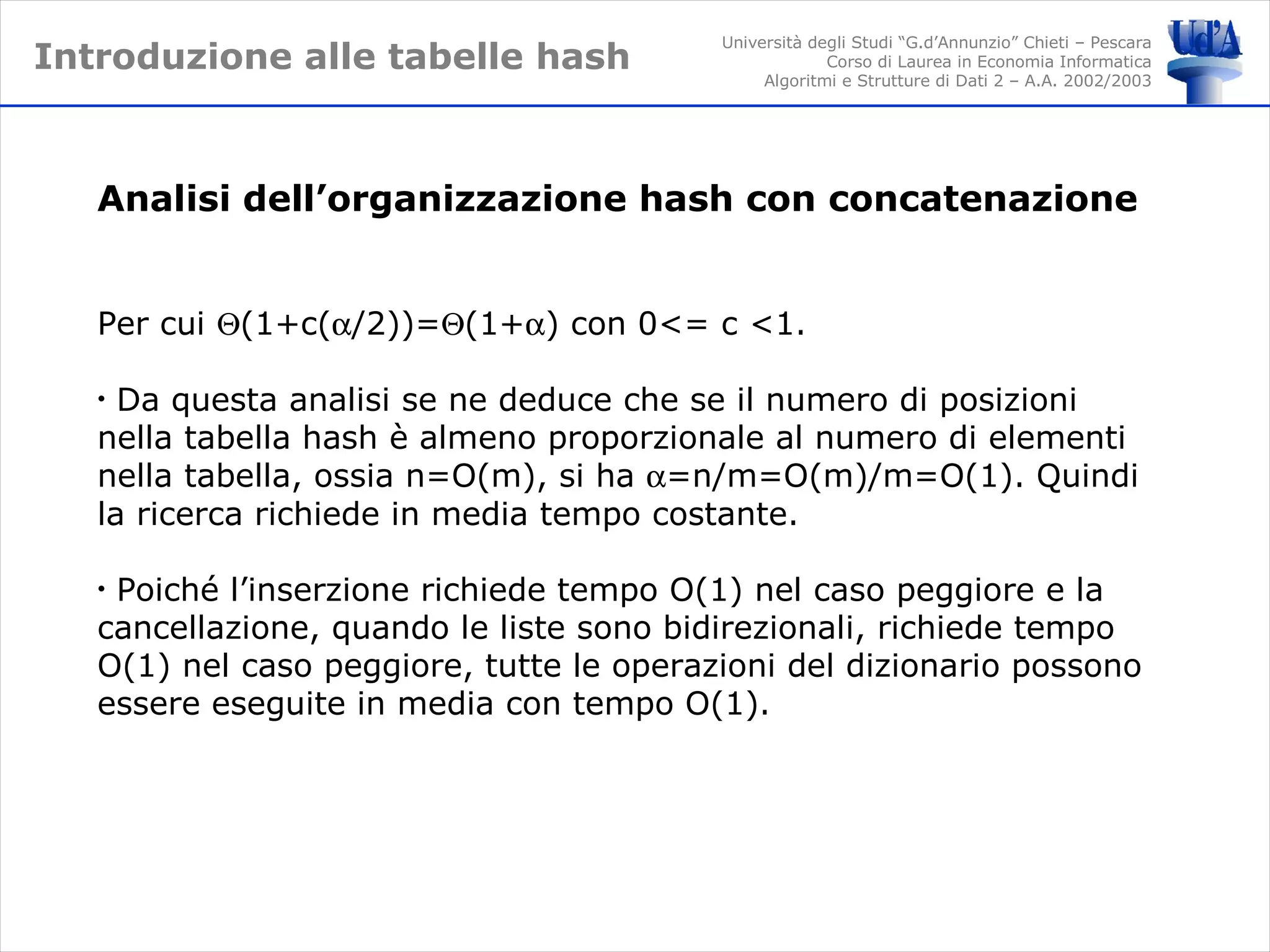 Introduzione alle tabelle hash | PDF