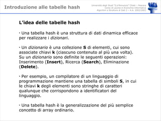 Introduzione alle tabelle hash | PPT