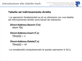 Introduzione alle tabelle hash | PPT