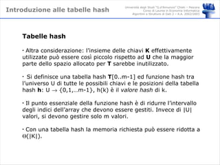 Introduzione alle tabelle hash | PPT