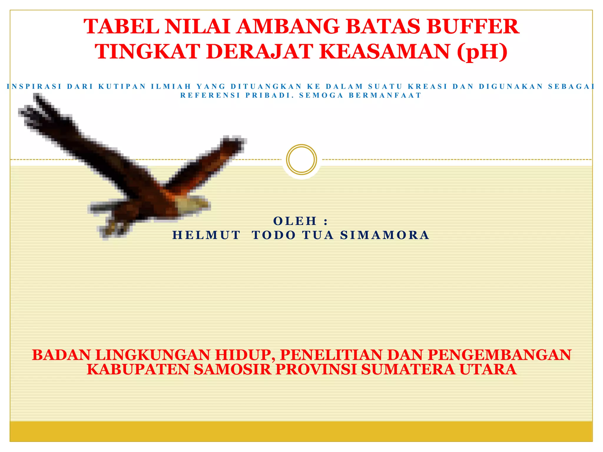 Tabel nilai ambang batas buffer tingkat derajat keasaman (p h) | PPT