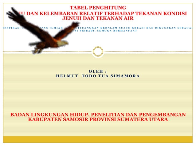 Tabel penghitung suhu dan kelembaban relatif terhadap tekanan kondisi ...