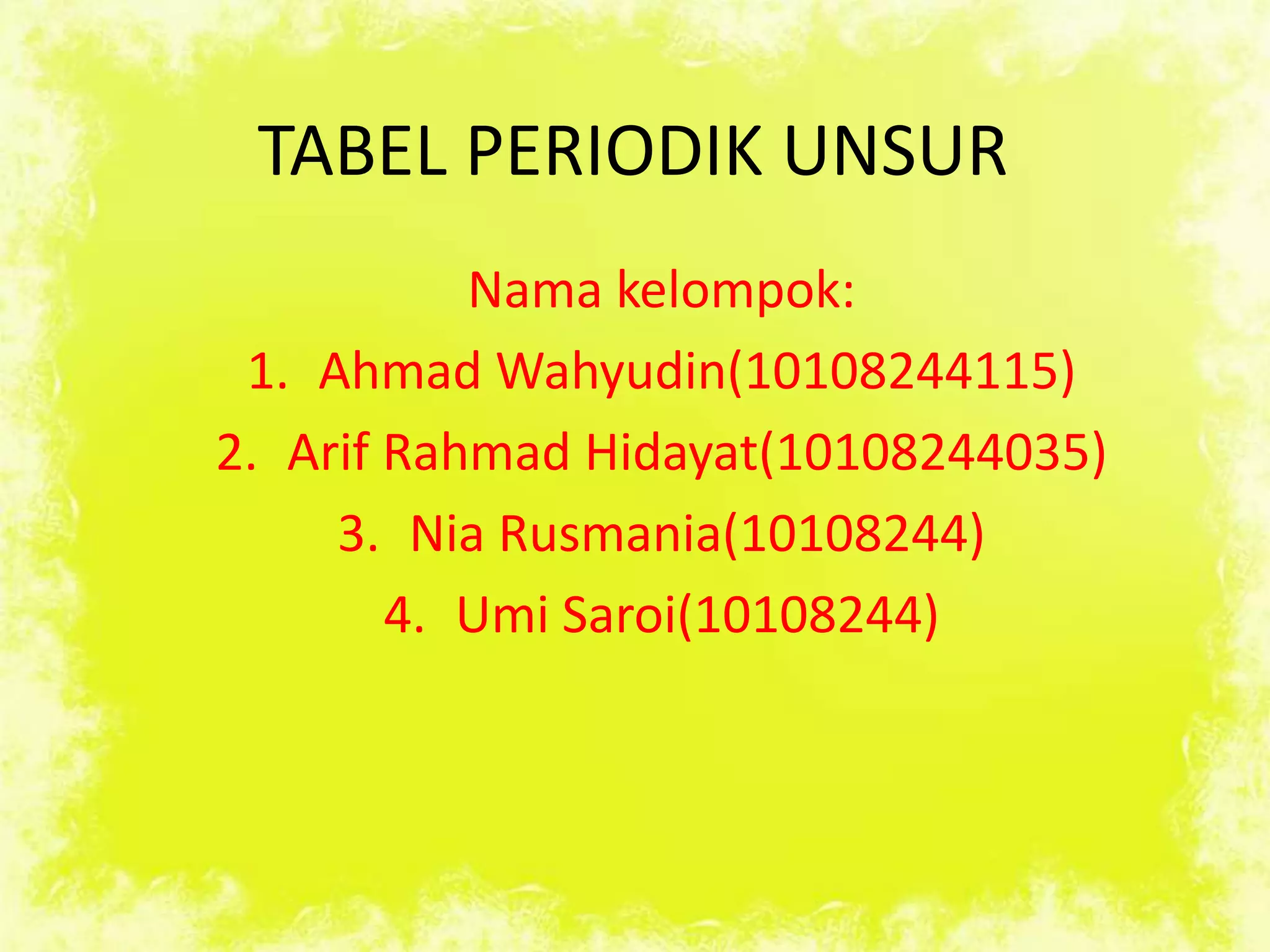 Tabel periodik unsur | PPTX